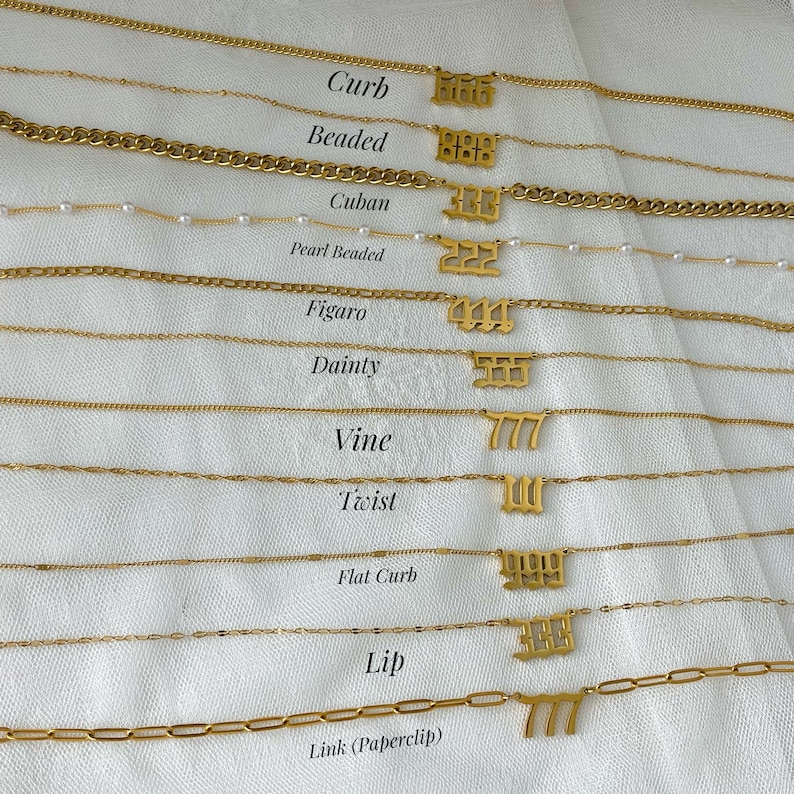 18K GOLD Angel Number Necklace Luck Numbers Protection Balance - Etsy