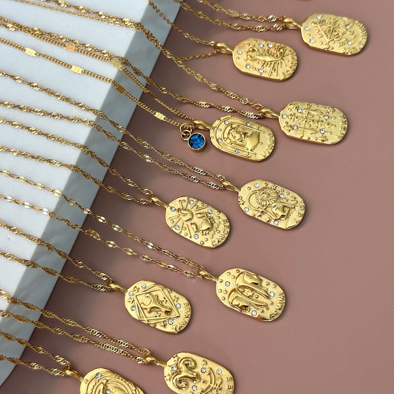 Personalized Zodiac Tarot Necklace • Engraved Astrology Horoscope ...