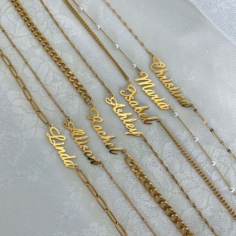 Personalized Gold Name Necklace Dainty Name Necklace Nameplate Necklace ...