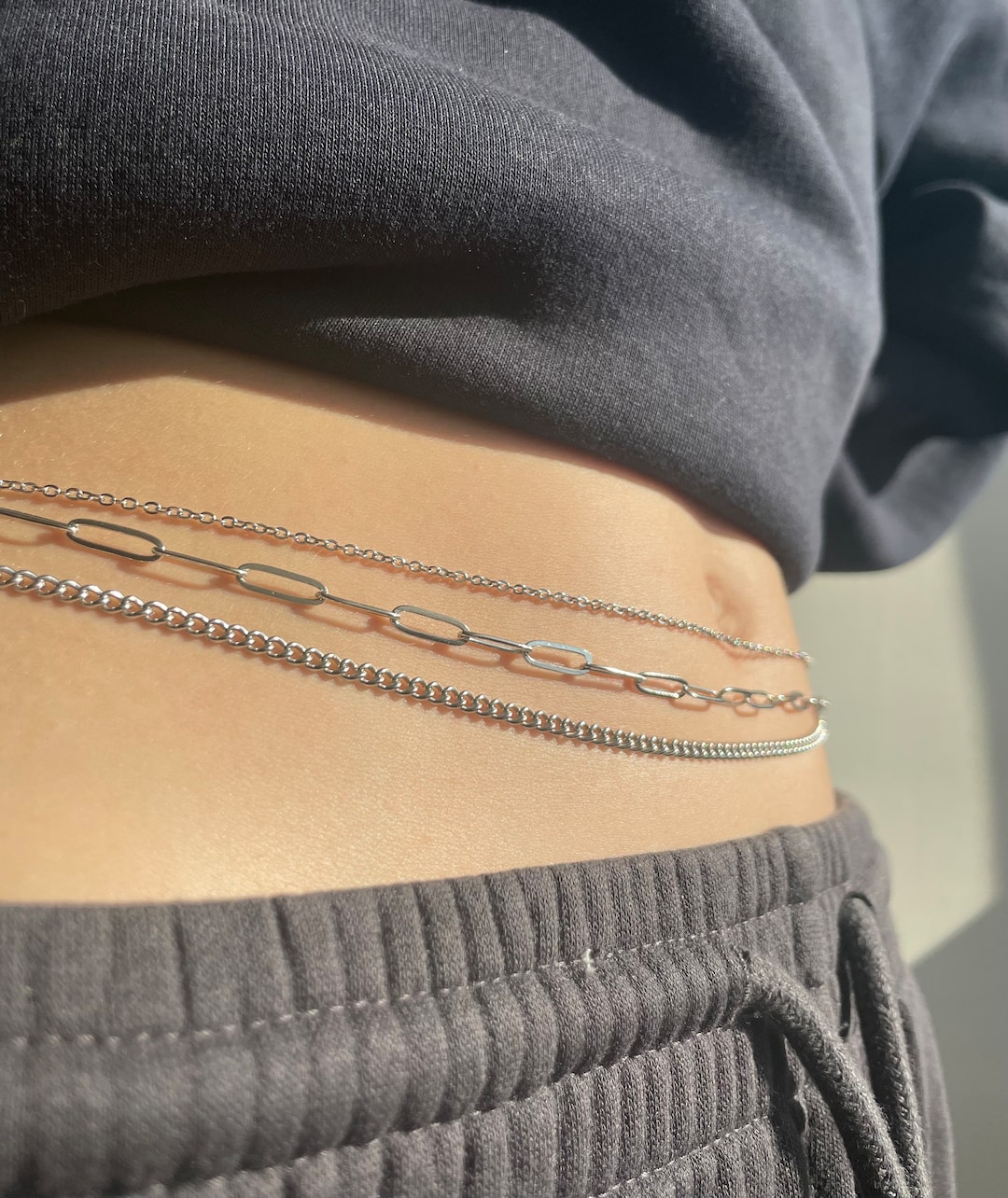 SILVER Body Chain • Summer Gift for Her • Layered Waist Chain • Dainty ...