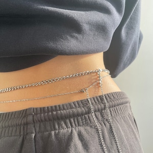 SILVER Body Chain • Summer Gift for Her • Layered Waist Chain • Dainty ...