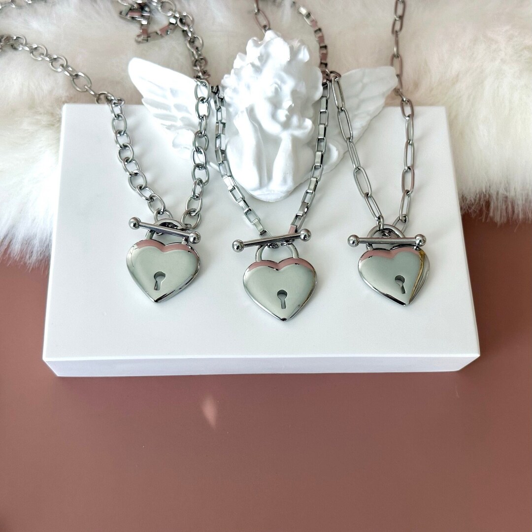 Heart Locket Necklace • Silver Pearl Heart Choker • Best Friend Gift ...