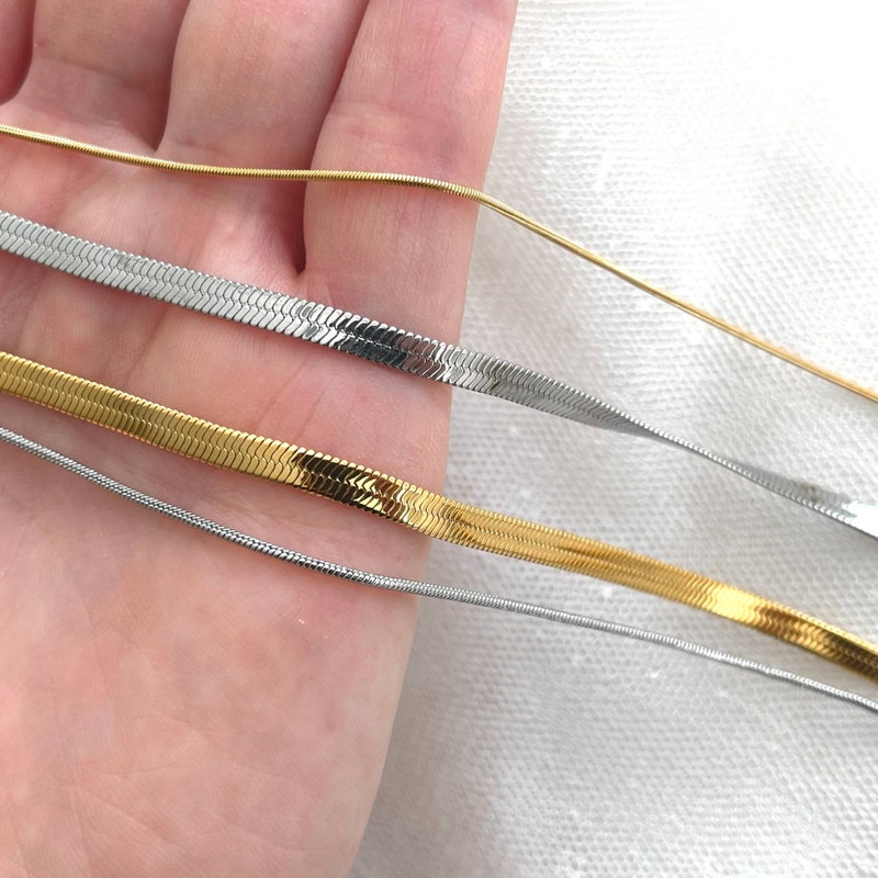 Flat Gold Necklace - Etsy