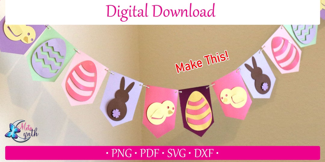 Easter Banner SVG With Eggs Bunnies and Chicks - Etsy