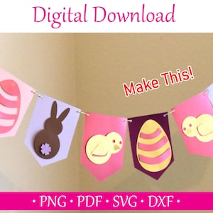 Easter Banner SVG With Eggs Bunnies and Chicks - Etsy