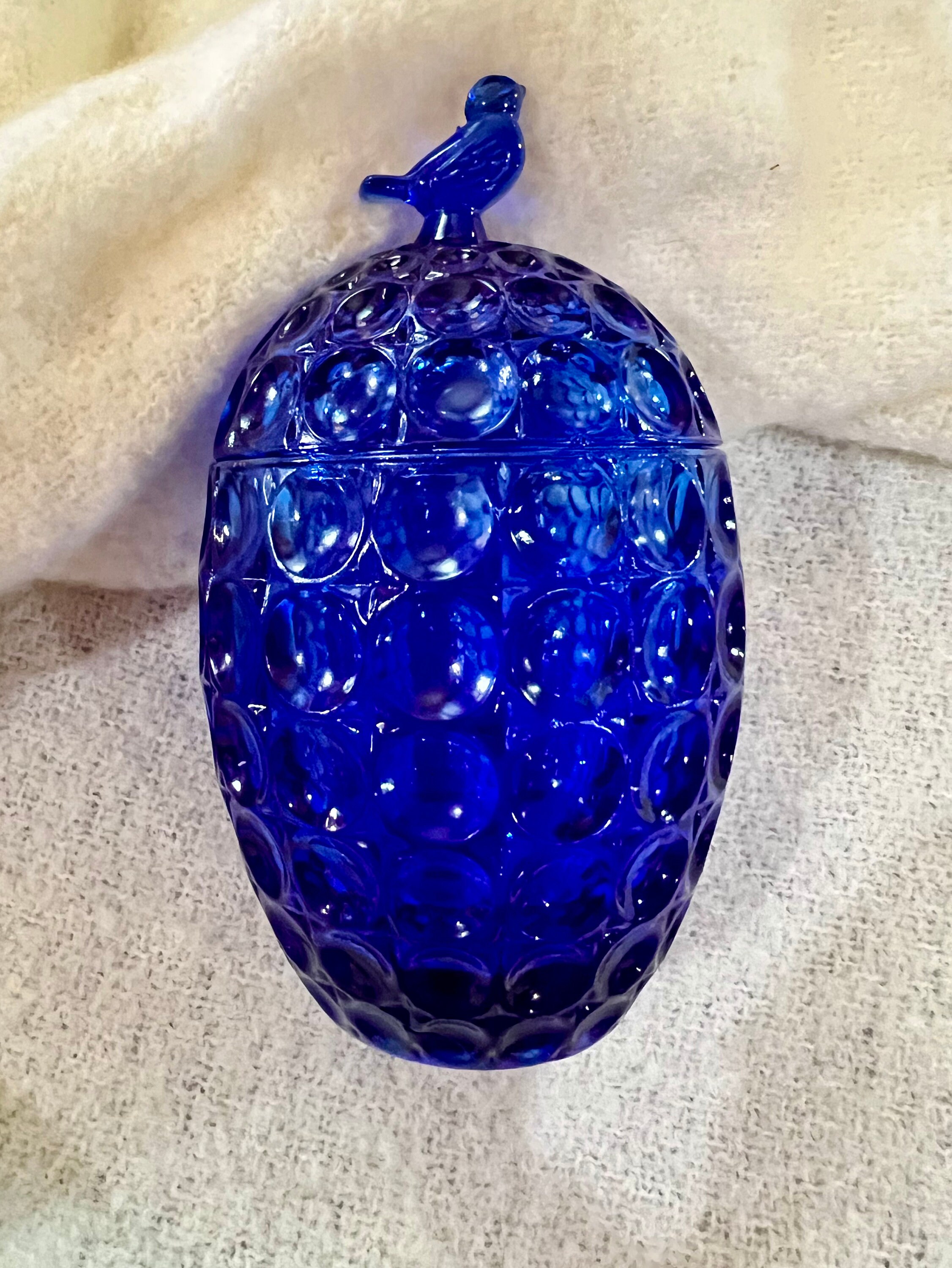 Cobalt Blue Dimple Egg Shape With Bird Knob - Etsy