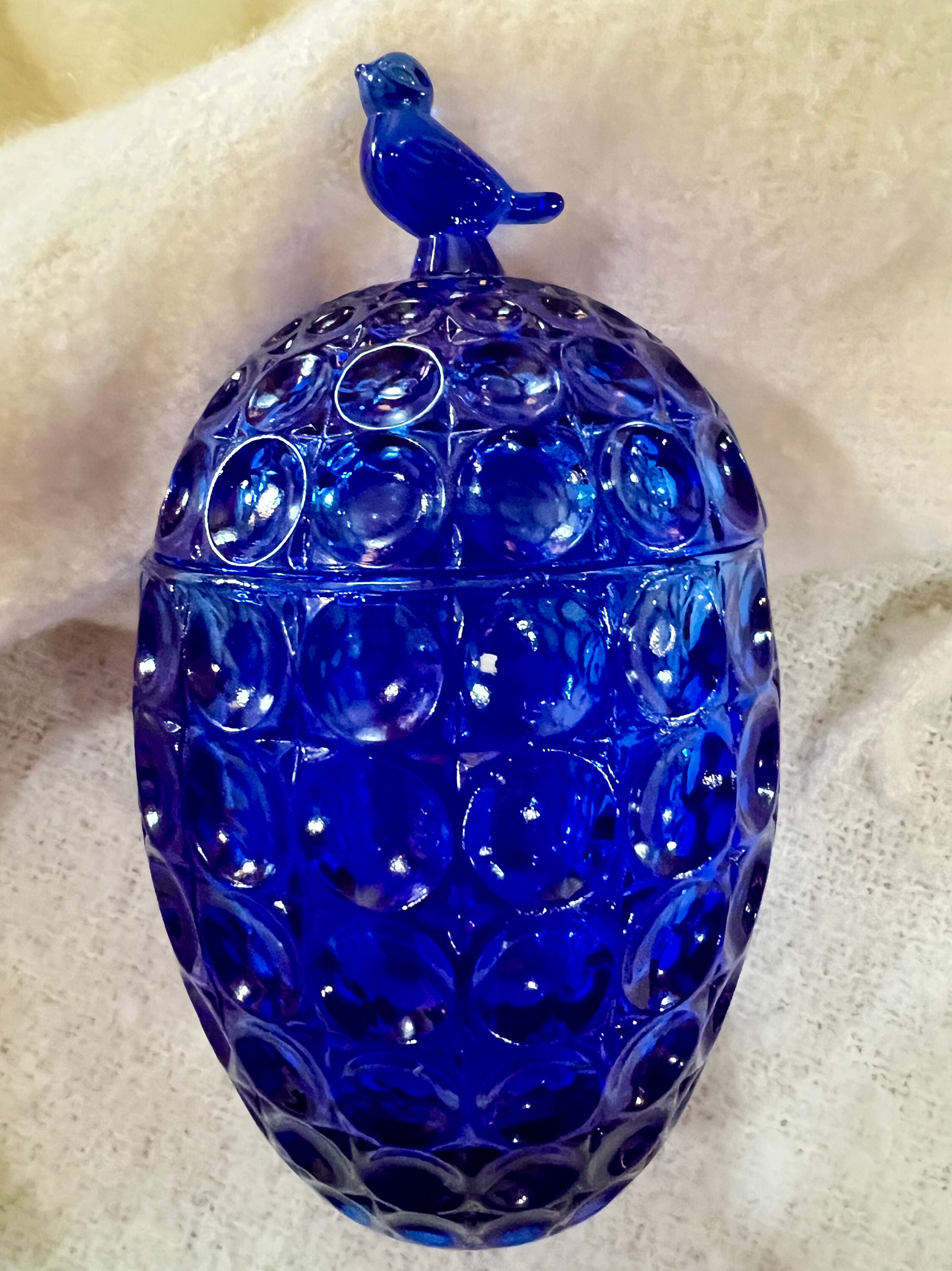 Cobalt Blue Dimple Egg Shape With Bird Knob - Etsy