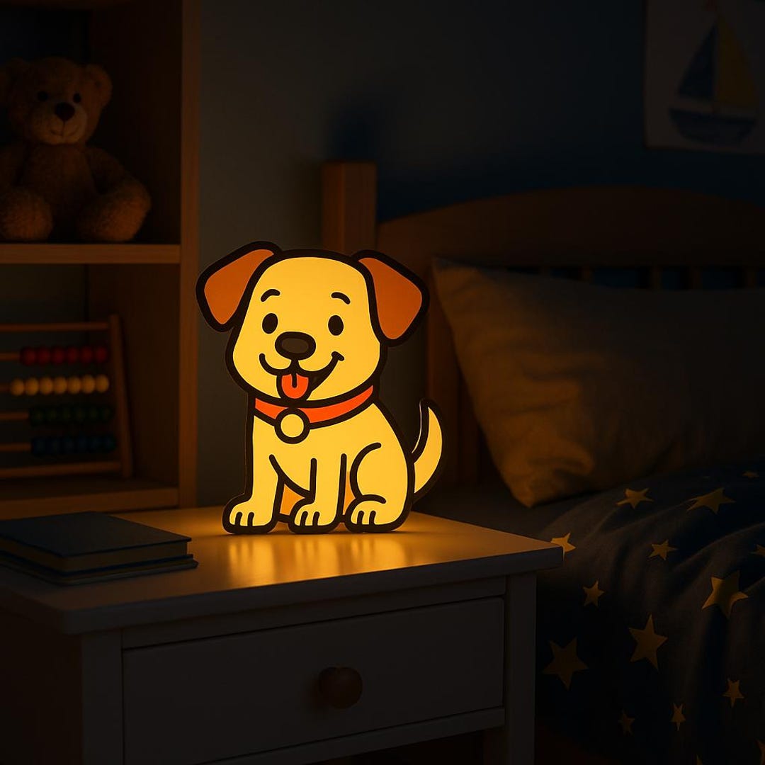 Cartoon Dog Night Light – Cute Dog Lightbox for Kids – Atmospheric 3D ...