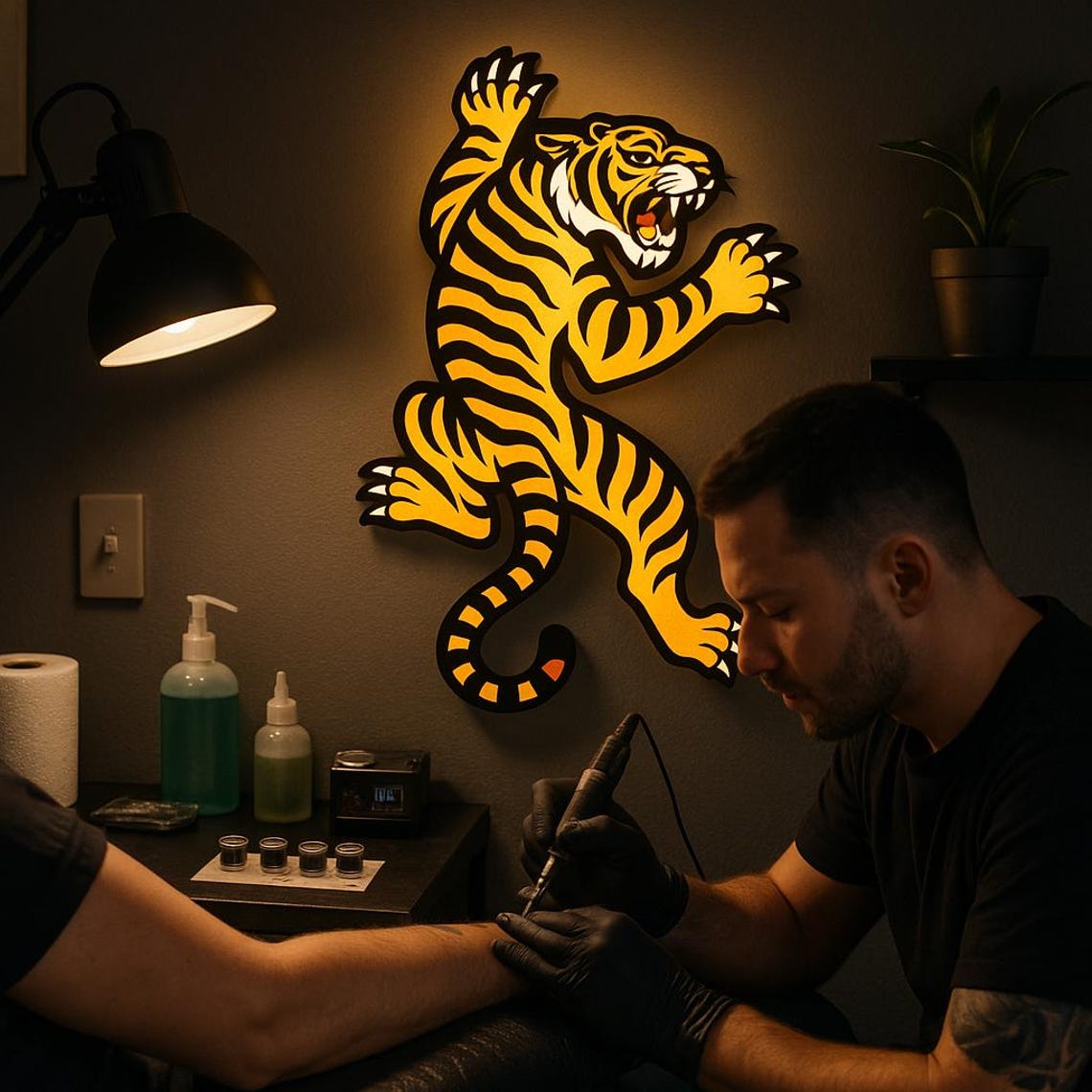Tattoo Lightbox Tiger – 3D Printed LED Wall Lamp – Atmospheric Wall Art ...