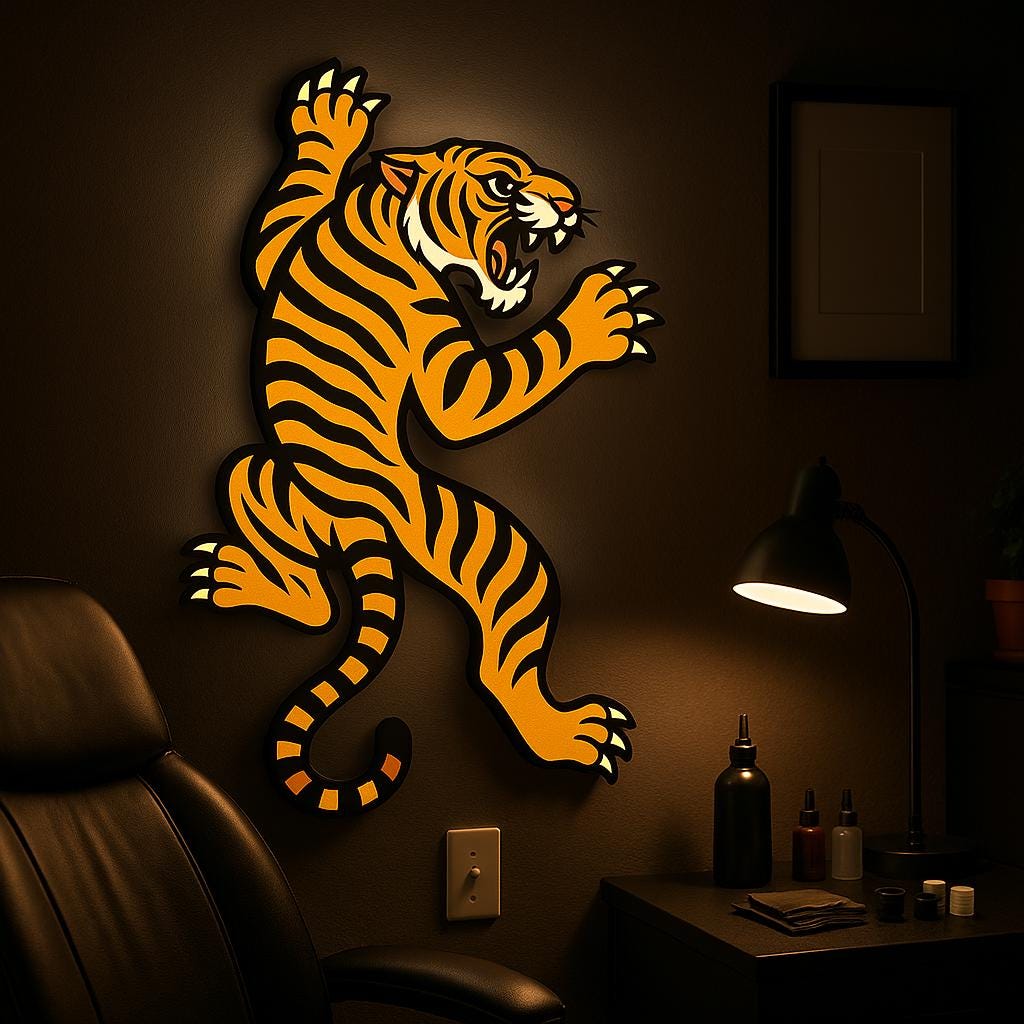 Tattoo Lightbox Tiger – 3D Printed LED Wall Lamp – Atmospheric Wall Art ...