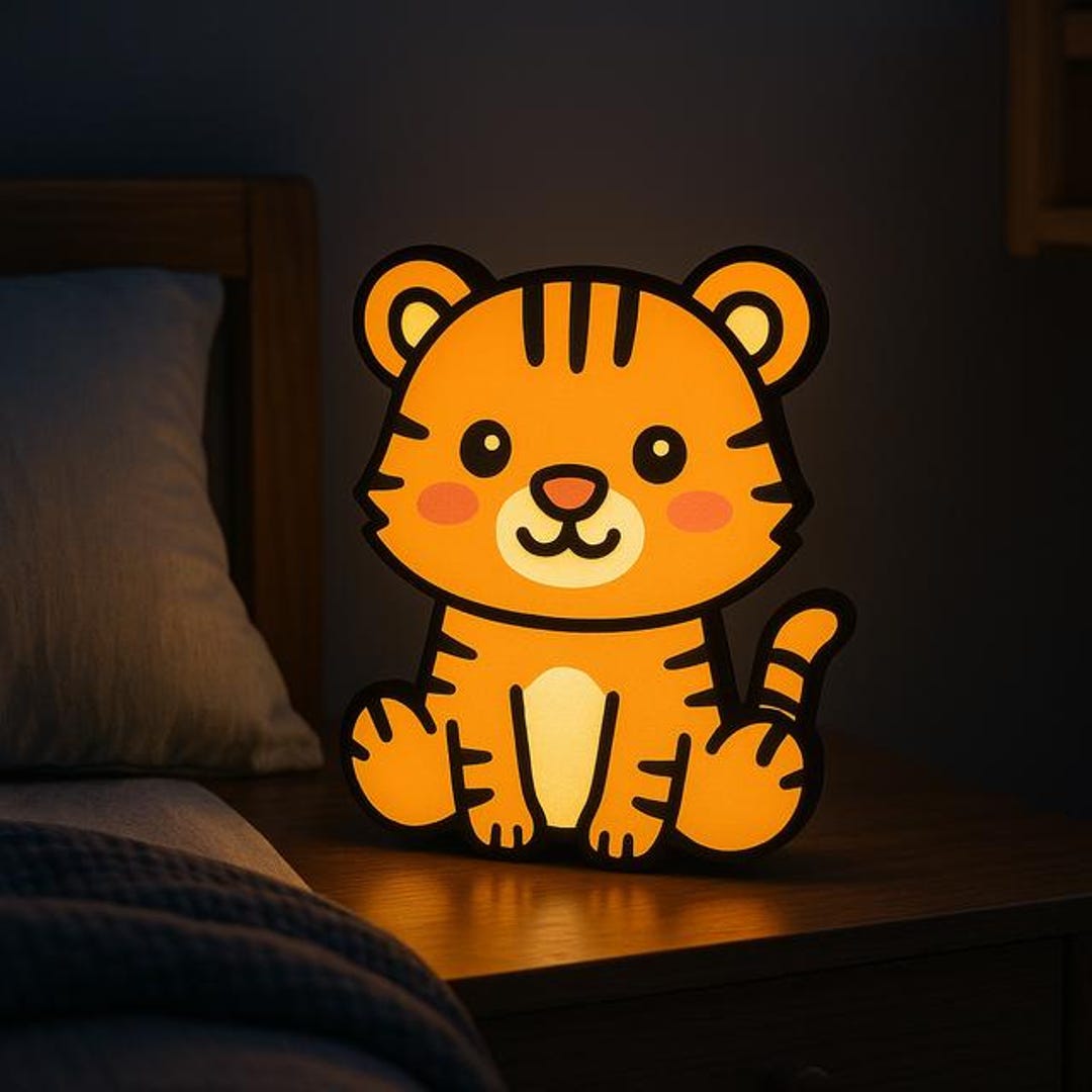 Cartoon Tiger Night Light – 3D USB Animal Lamp for Children's Room ...