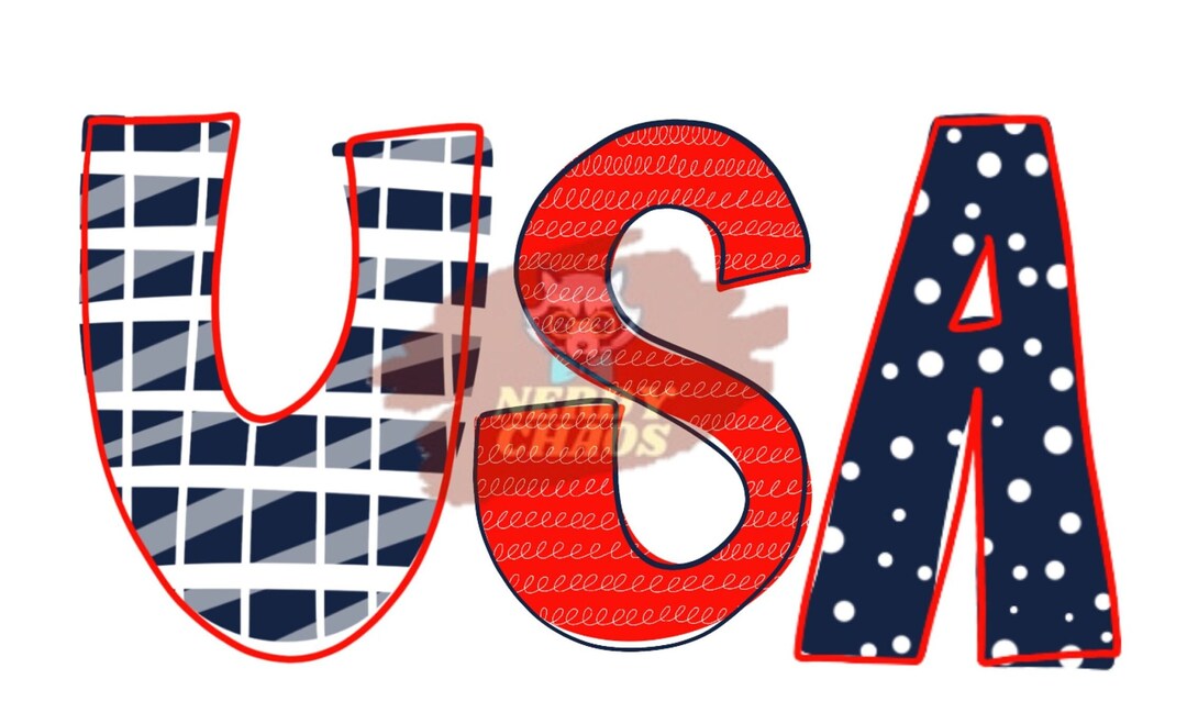 USA Hand-drawn Bubble Letter Digital Design, PNG, SVG, Sublimation ...