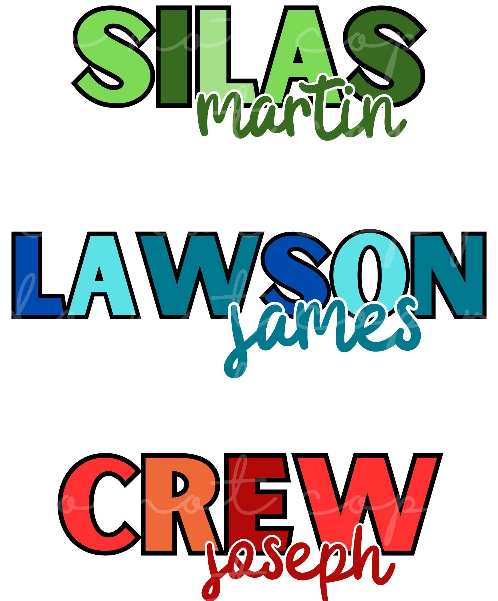 Color Fade Name Design - First & Middle Name Design - Name Design ...