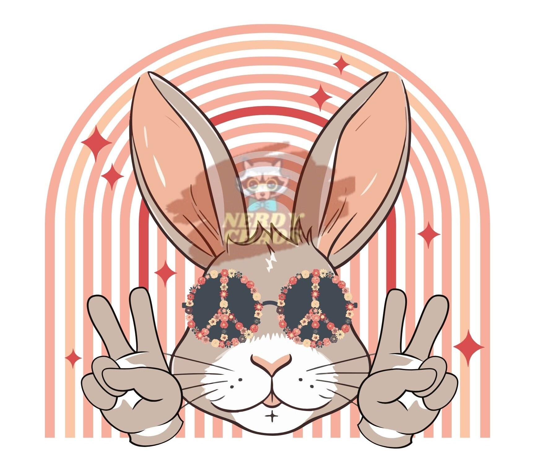Retro Bunny Too Hip to Hop Retro Rainbow Design Bunny Design Digital ...