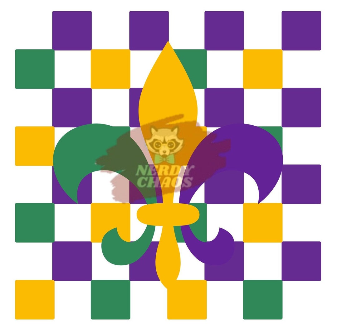 Retro Mardi Gras Fleur De Lis Checkered Design (digital Download) - Etsy