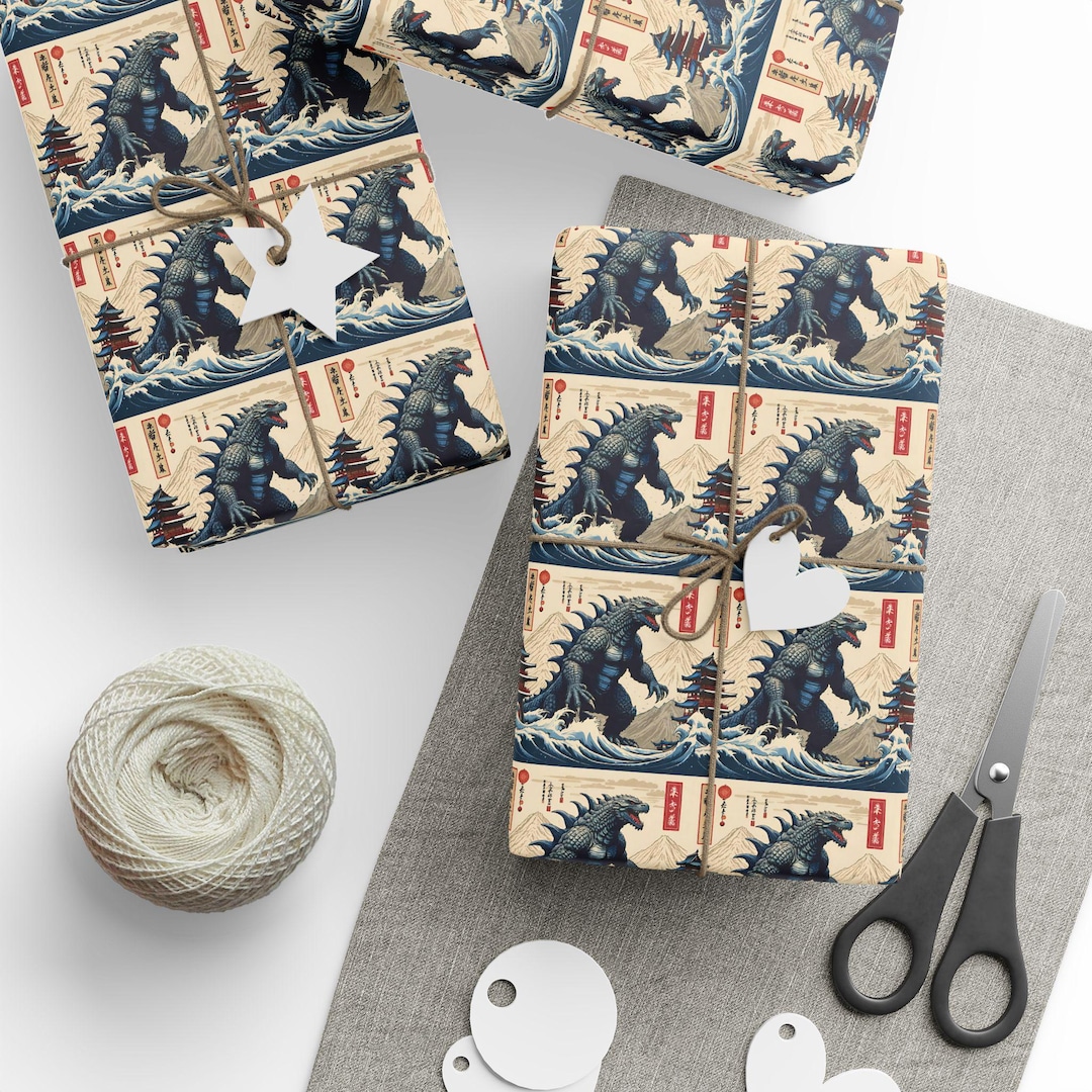 Vintage Godzilla Wrapping Paper, Kaiju Gift Wrap, Godzilla Gift ...