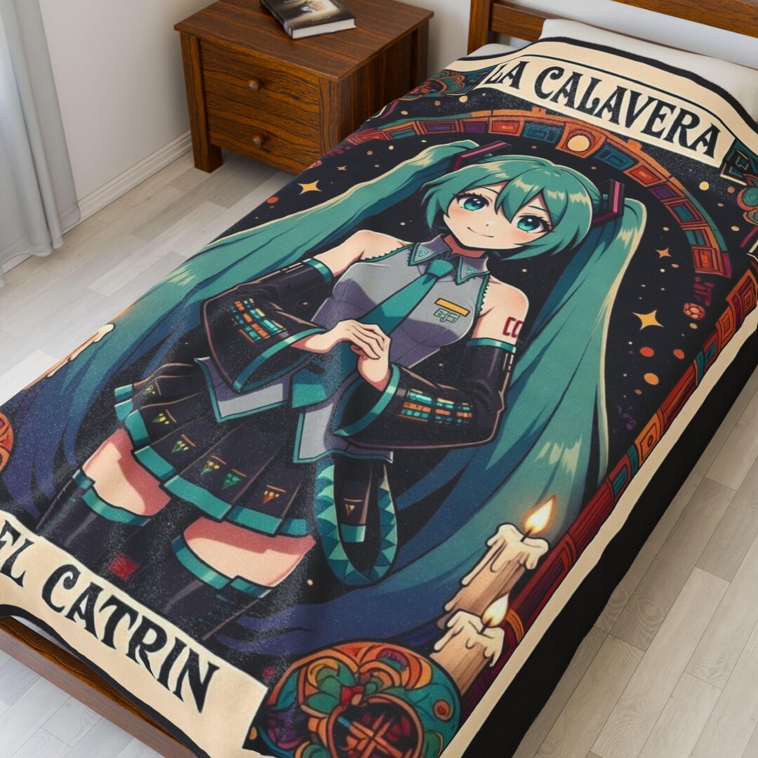 La Calavera El Catrin Anime Girl Velveteen Blanket | Day of the Dead ...