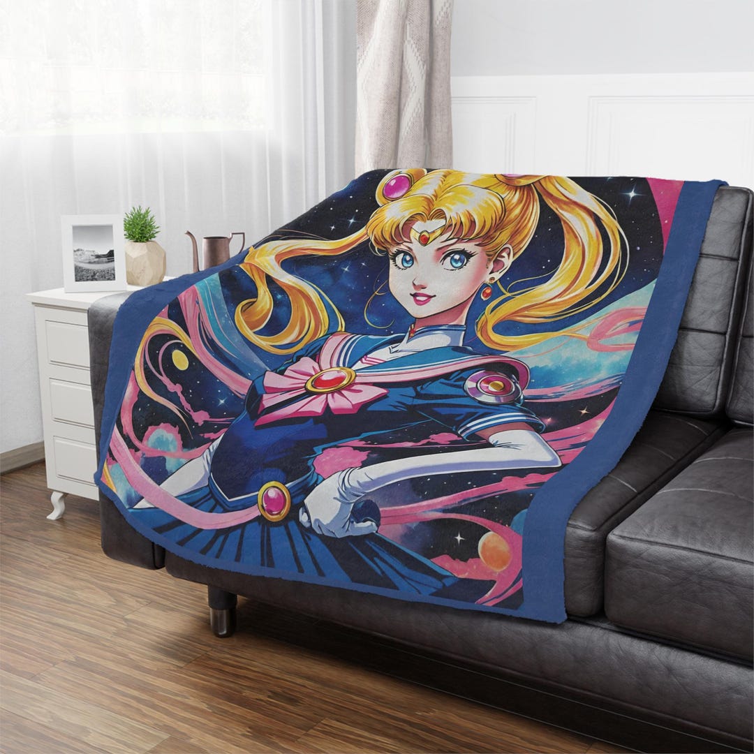 Vintage Anime Japanese Manga Blanket, Anime Girl Blanket , Anime Throw ...