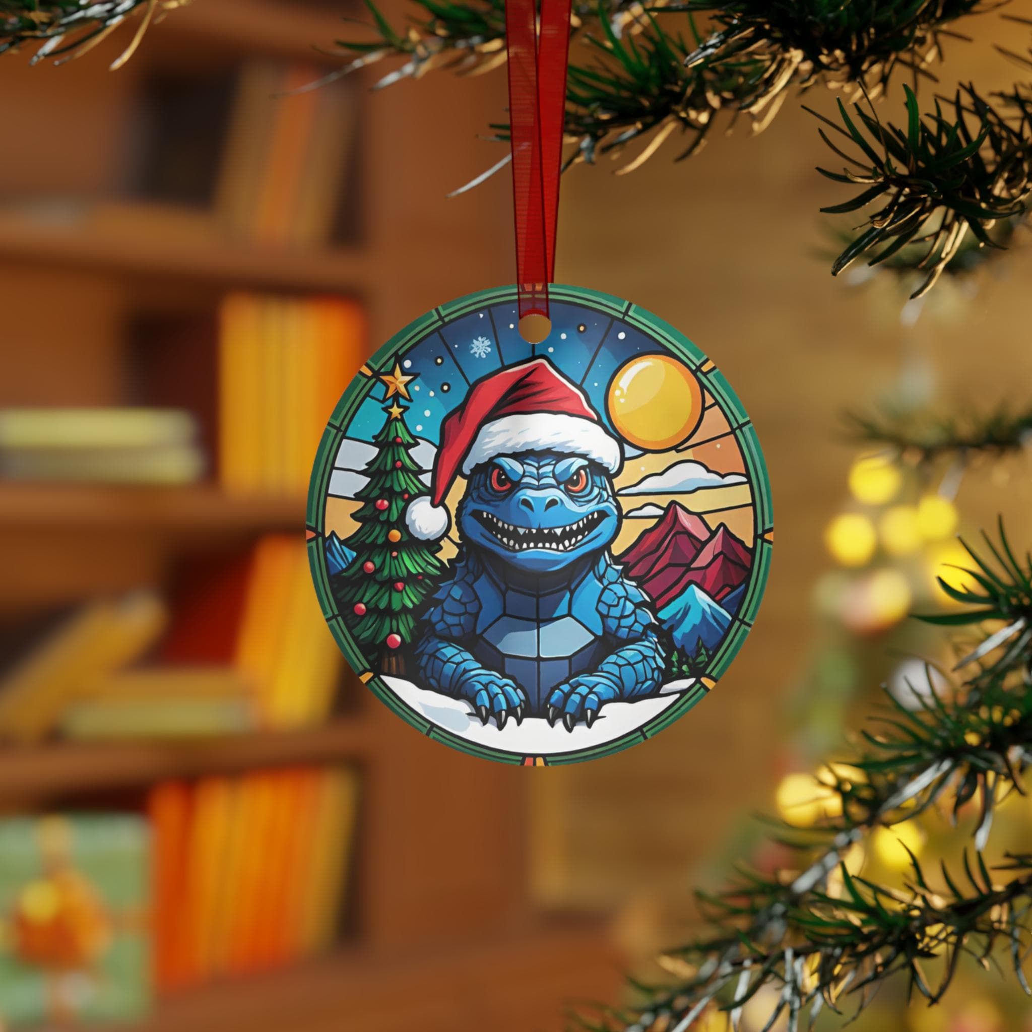 Godzilla Ornament, Stained Glass Look Godzilla Ornament, Fun Christmas ...