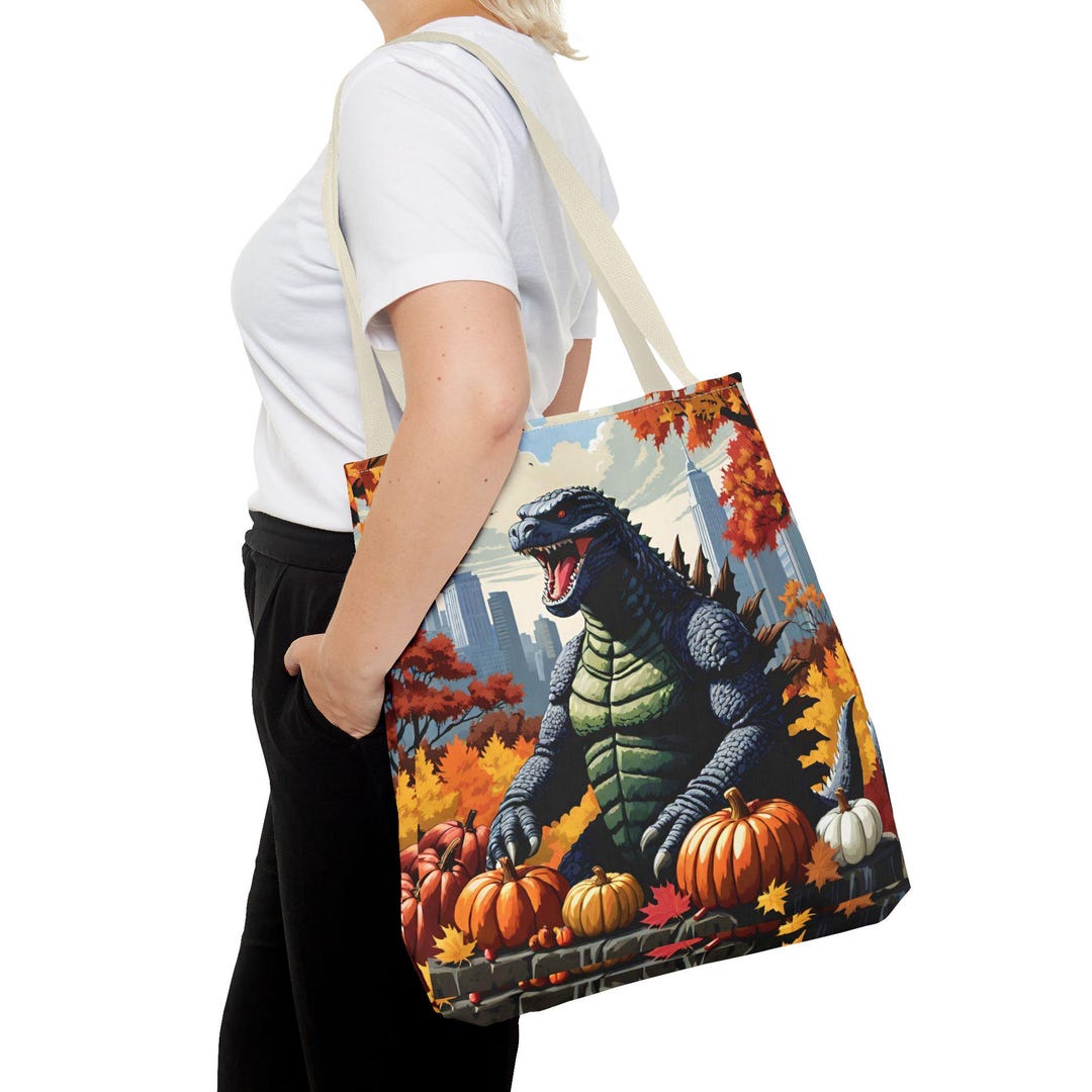 Godzilla Thanksgiving Tote Bag, Fall Monster Decor, Thanksgiving ...