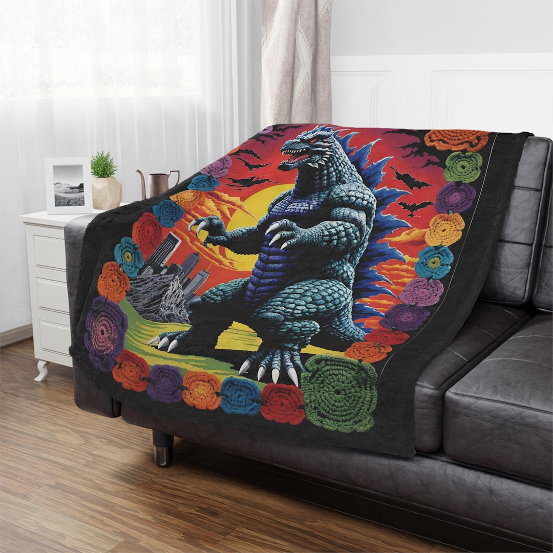 Kaiju Blanket, Faux Crochet Pattern, Godzilla Throw, Modern Granny ...