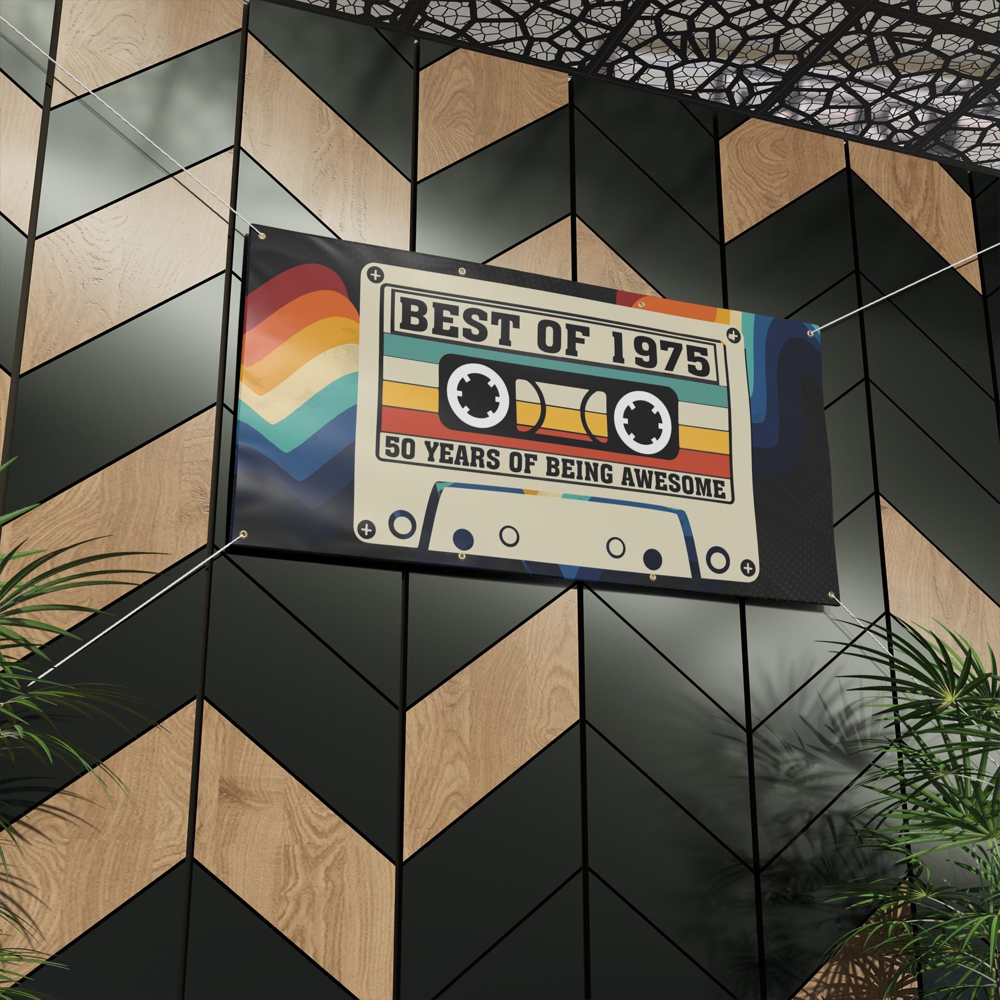 Birthday Banner, 1975 Party Decor, 50th Decor, 70s Birthday Banner ...