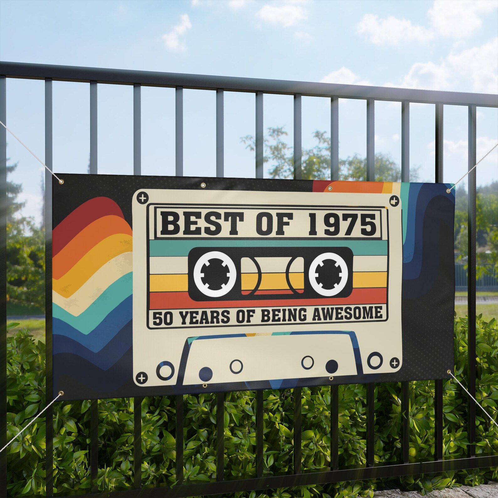 Birthday Banner, 1975 Party Decor, 50th Decor, 70s Birthday Banner ...