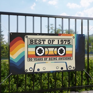 Birthday Banner, 1975 Party Decor, 50th Decor, 70s Birthday Banner ...