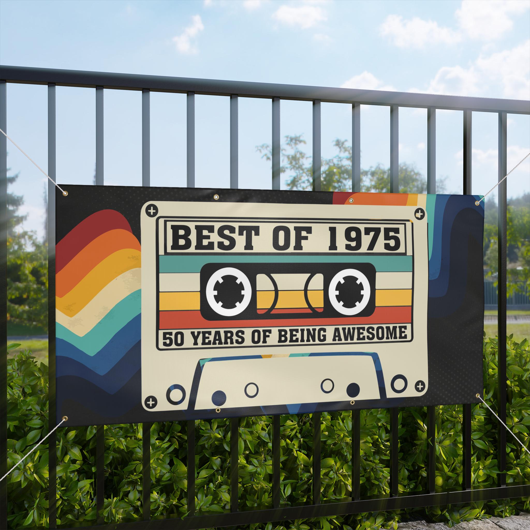 Birthday Banner, 1975 Party Decor, 50th Decor, 70s Birthday Banner ...