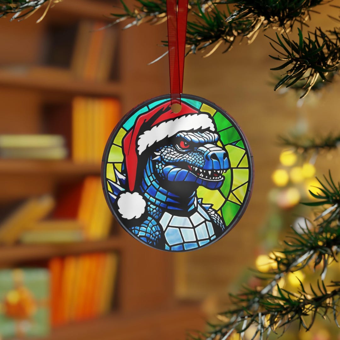 Cool Godzilla Ornament, Stained Glass Look Godzilla Ornament, Fun ...