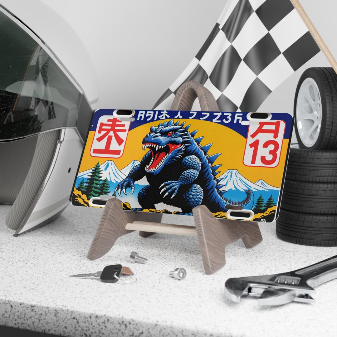 Vanity Plate, Car Decor, Godzilla License Plate, Atomic Godzilla ...