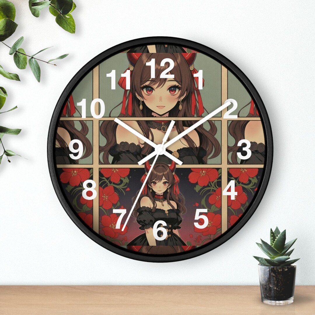 Demon Girl Anime Wall Clock | Gothic Manga Room Decor - Etsy