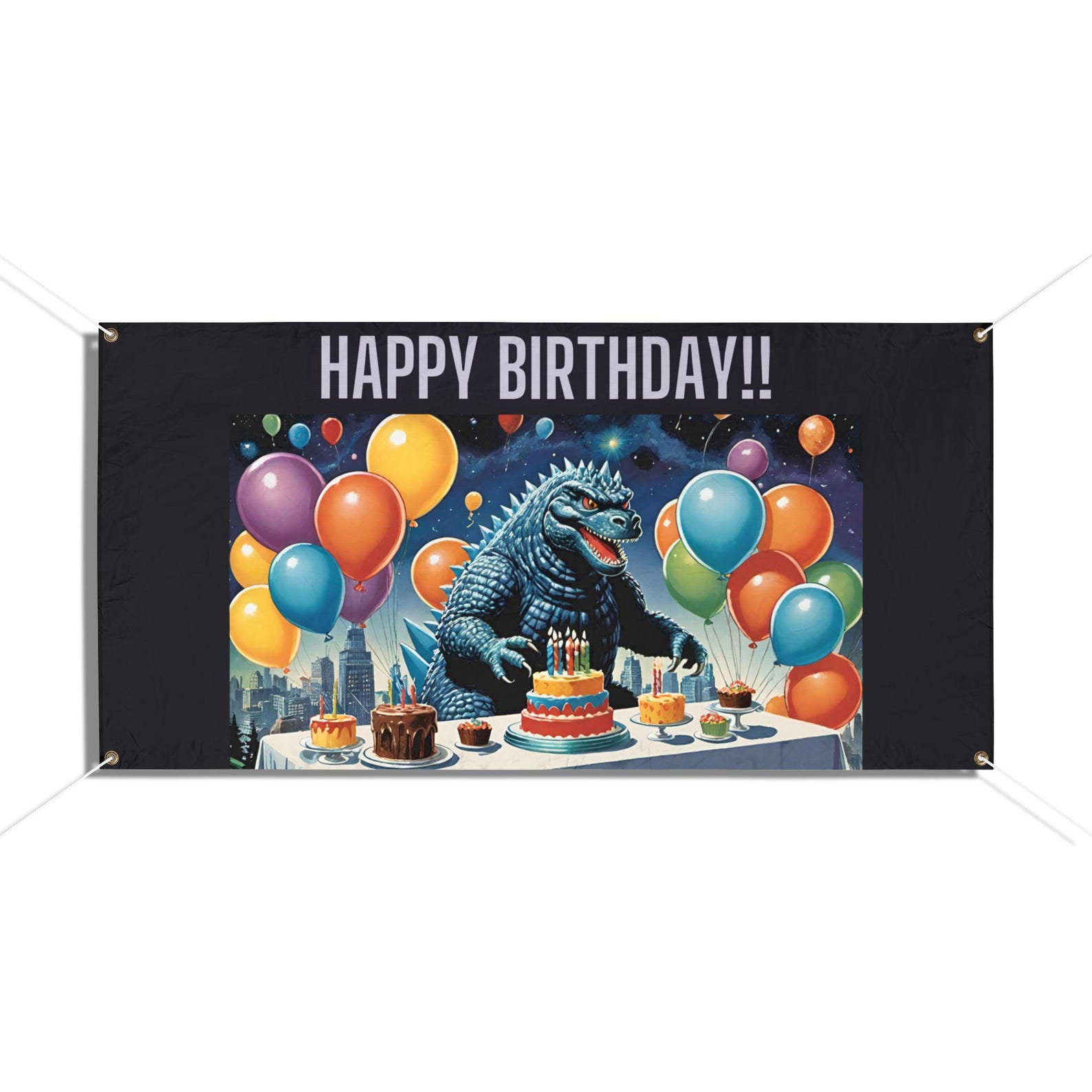 Happy Birthday Godzilla Banner, Godzilla Birthday Decoration Vinyl ...