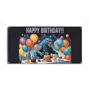 Happy Birthday Godzilla Banner, Godzilla Birthday Decoration Vinyl ...