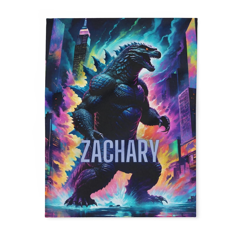 Personalized Electric Godzilla Throw Arctic Fleece Blanket, Psychedelic ...