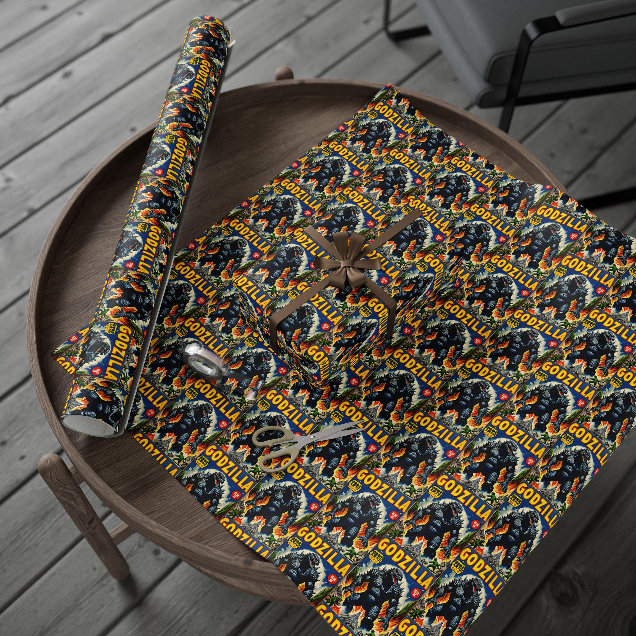 Godzilla Gift Wrap Paper, Vintage Godzilla Wrapping Paper, Birthday ...