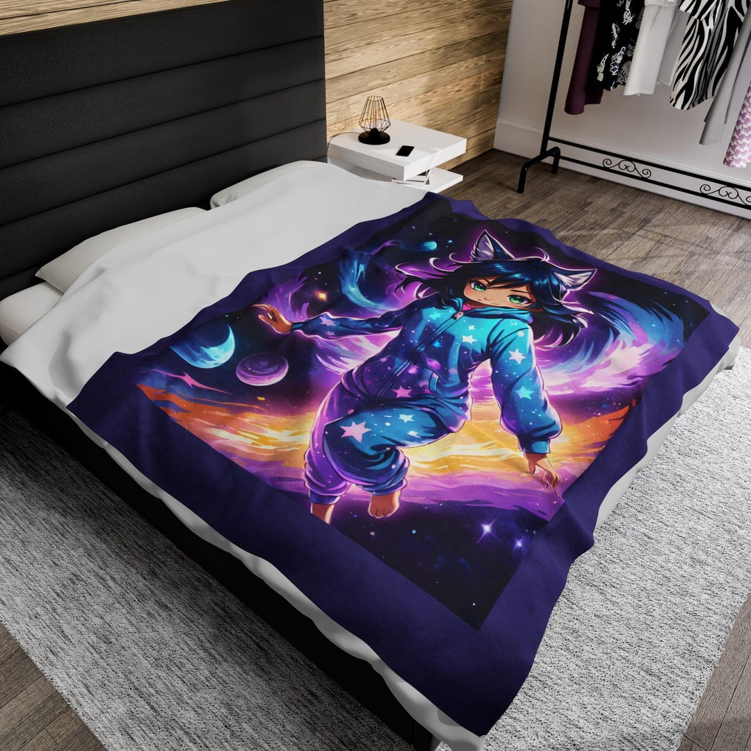 Velveteen Plush Blanket - Aphmau Anime Girl Teen Bedroom Decor, Cozy ...