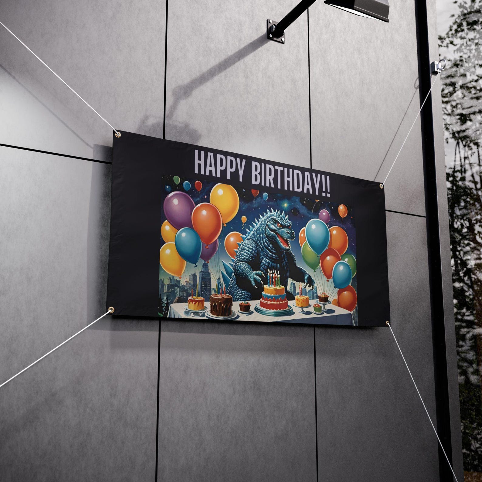 Happy Birthday Godzilla Banner, Godzilla Birthday Decoration Vinyl ...