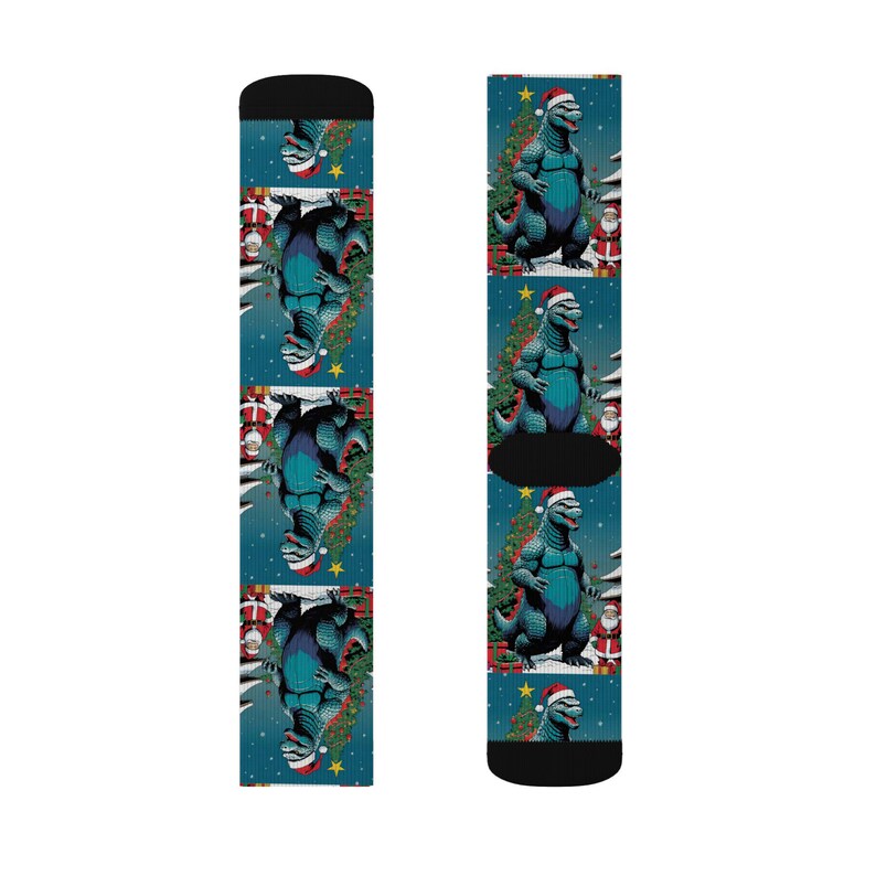 Godzilla Santa Sublimation Socks, Christmas Stocking Stuffer Gift Ideas ...
