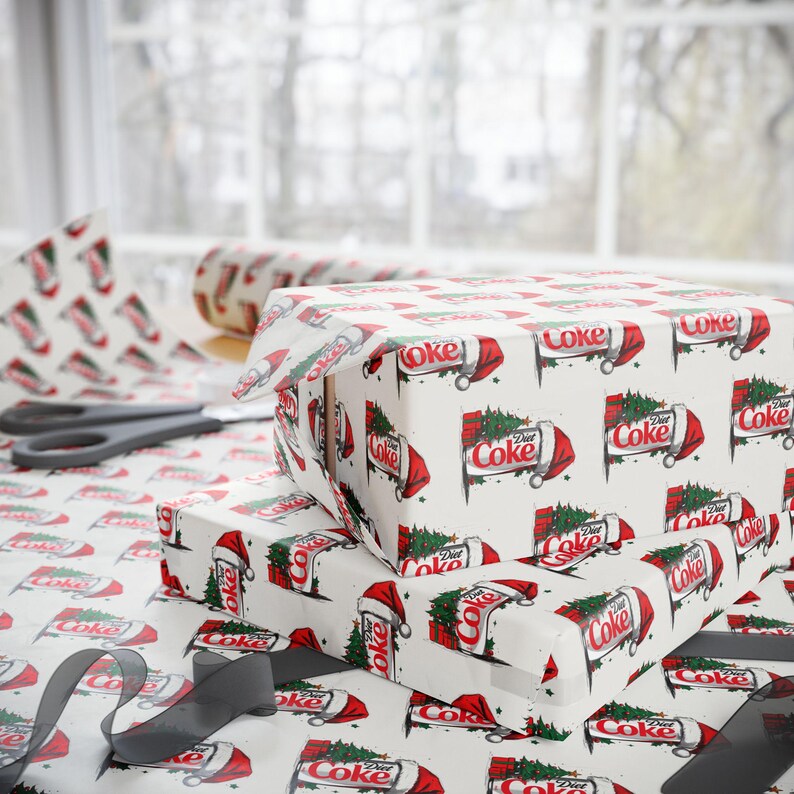 Wrapping Paper, Diet Cola Christmas Gift Wrap, Diet Soda Can Beverage ...