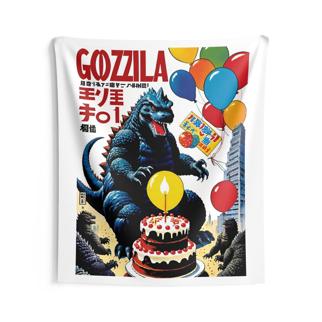 Godzilla Birthday Banner Backdrop Indoor Wall Tapestries, 2015 Decor ...