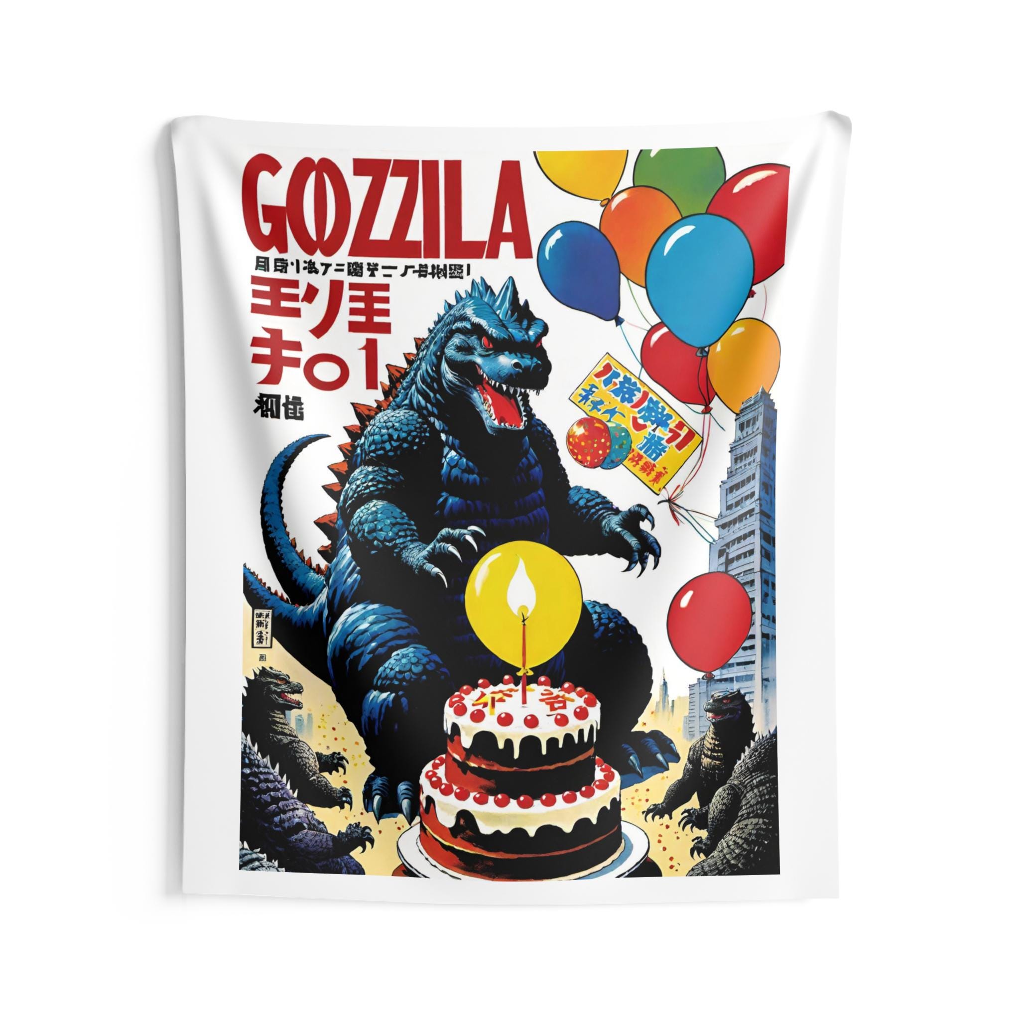 Godzilla Birthday Banner Backdrop Indoor Wall Tapestries, 2015 Decor ...