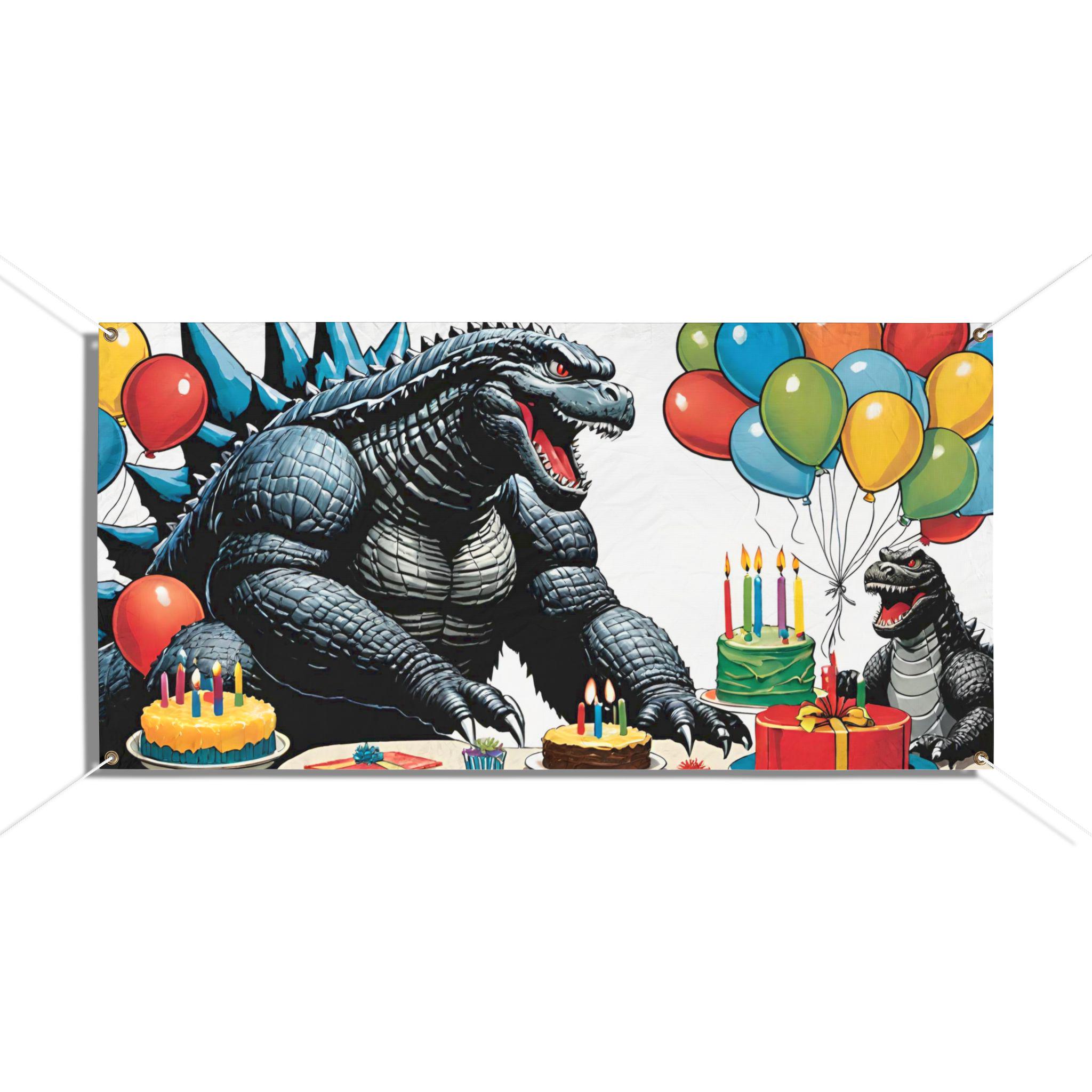 Godzilla Birthday Backdrop, Birthday Party Decoration, Custom Art Anime ...