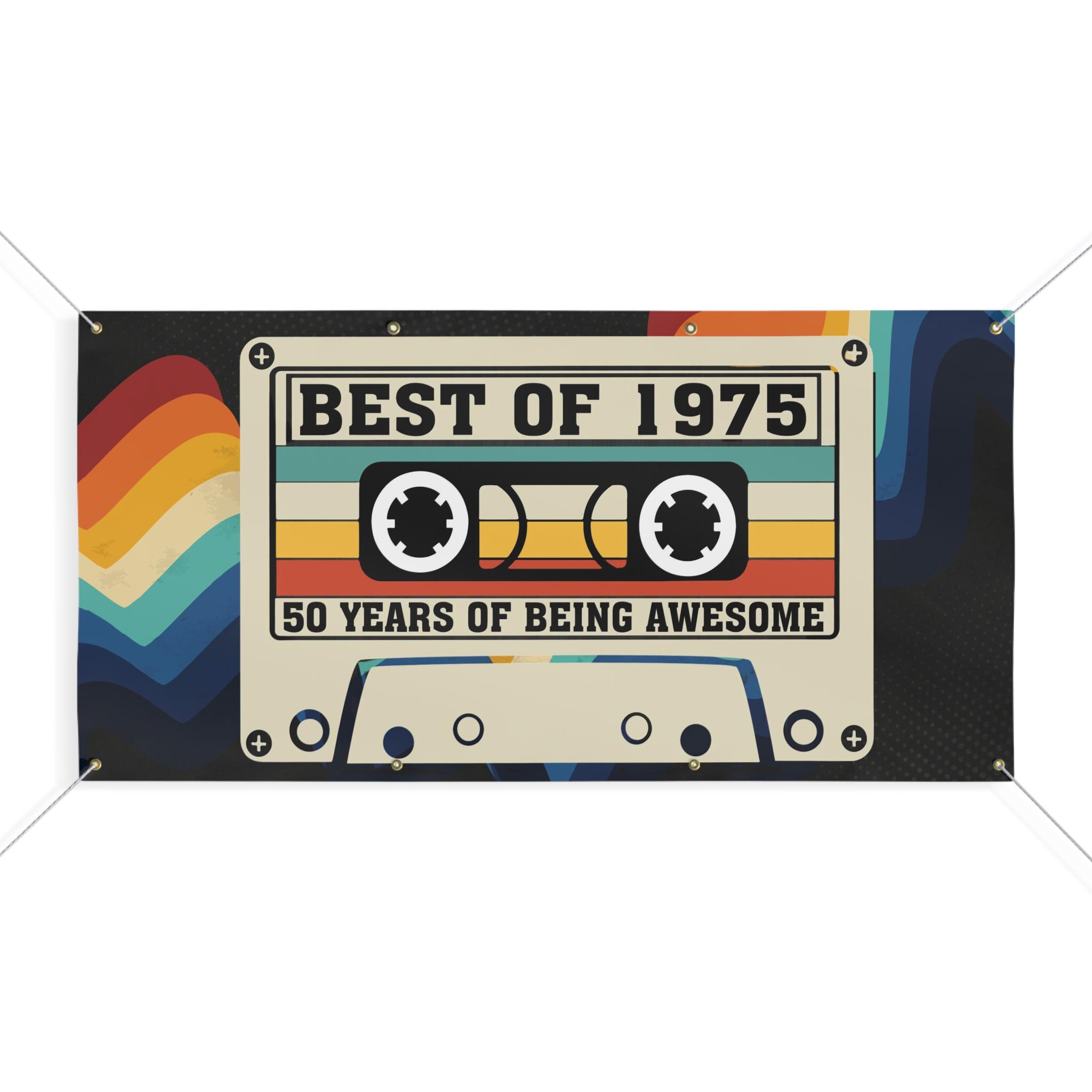 Birthday Banner, 1975 Party Decor, 50th Decor, 70s Birthday Banner ...