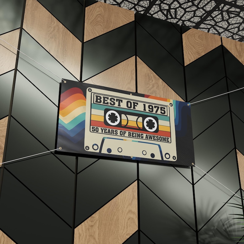 Birthday Banner, 1975 Party Decor, 50th Decor, 70s Birthday Banner ...