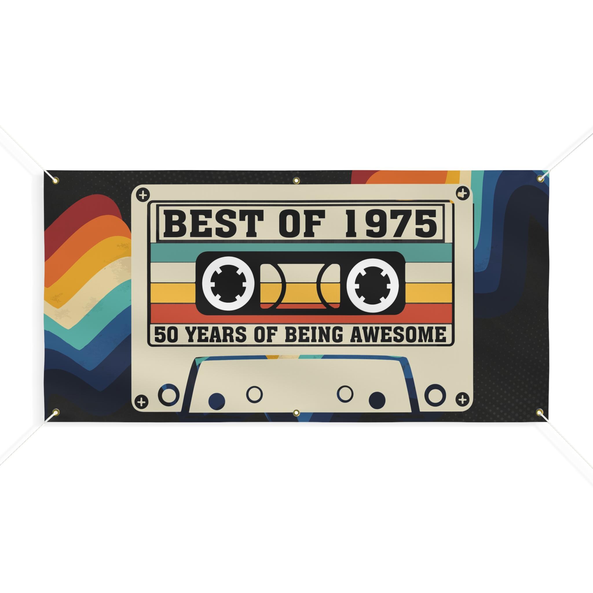 Birthday Banner, 1975 Party Decor, 50th Decor, 70s Birthday Banner ...