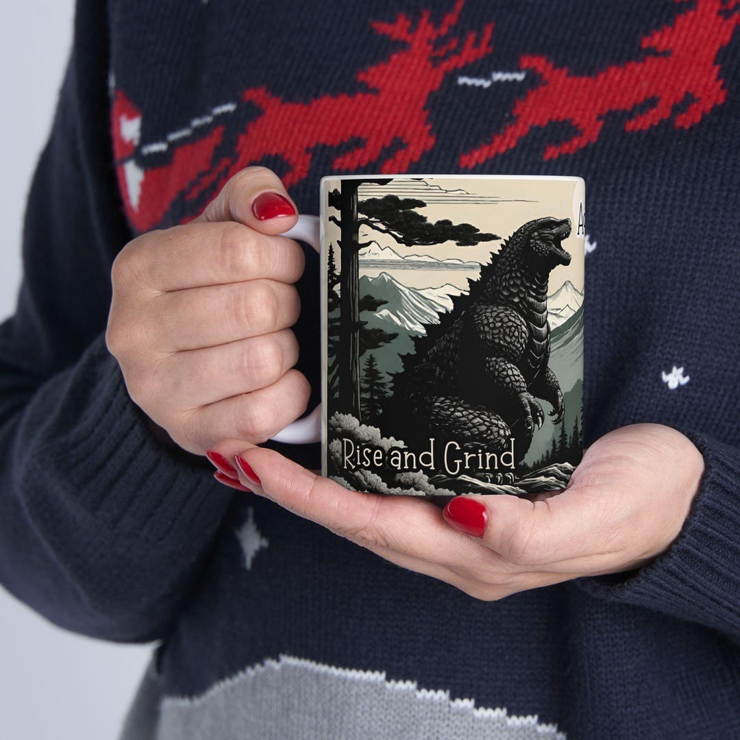 Godzilla Coffee Mug: Mountain Morning Ceramic Mug, Nature Lover Gift - Etsy