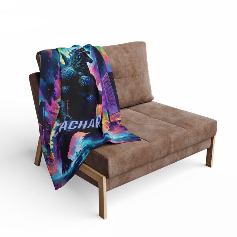 Personalized Electric Godzilla Throw Arctic Fleece Blanket, Psychedelic ...