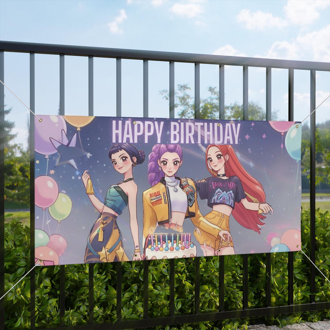 Kpop Birthday Banner, Kpop Cake | K-pop Party Backdrop, Cake Balloon ...