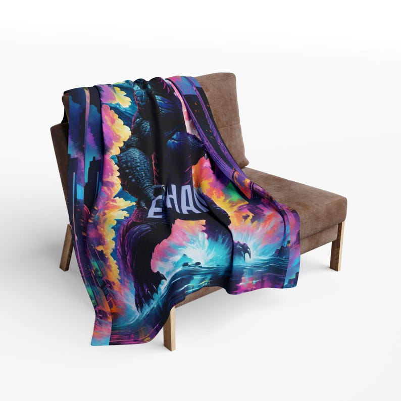 Personalized Electric Godzilla Throw Arctic Fleece Blanket, Psychedelic ...
